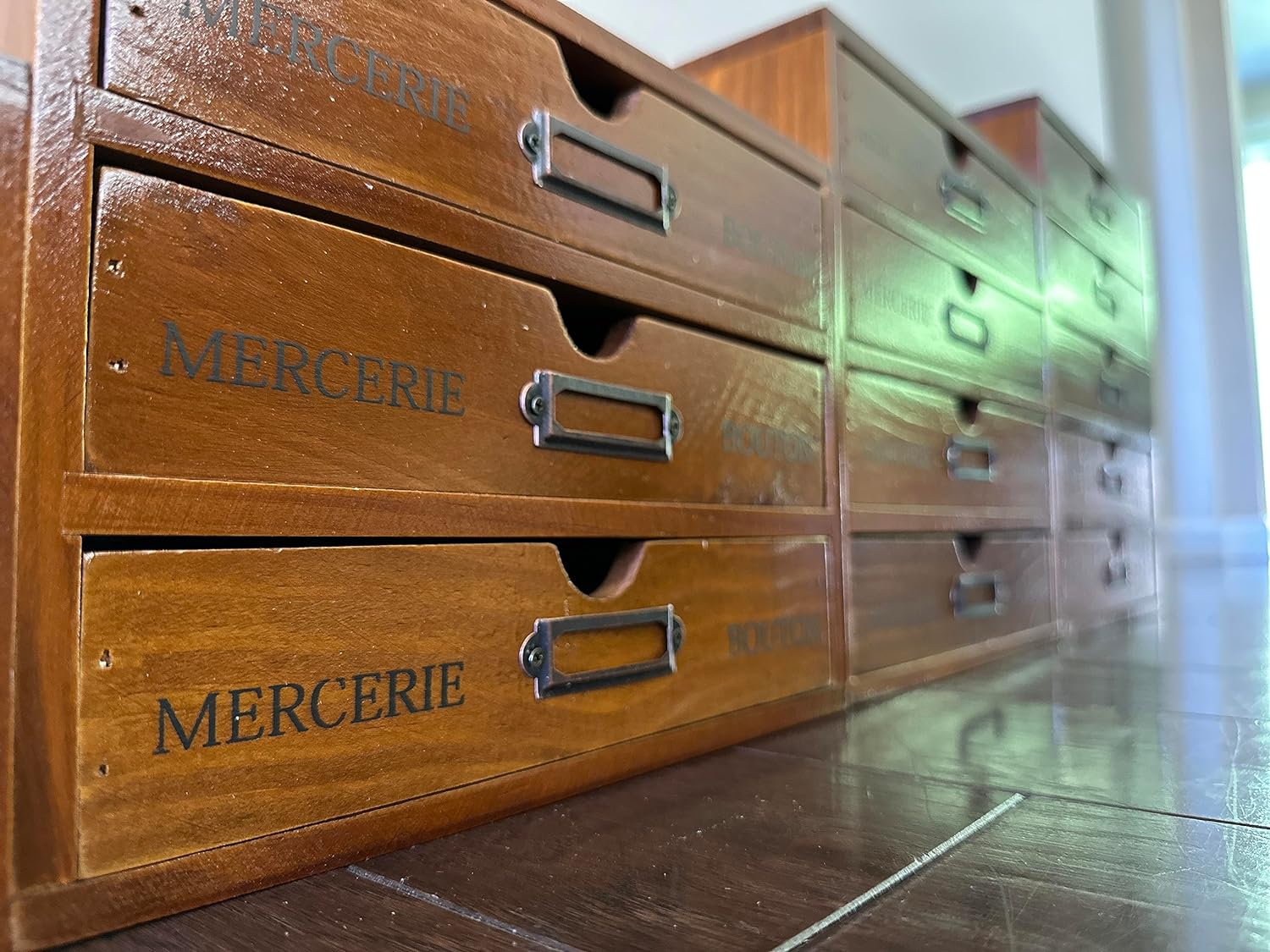 Large Stackable Modular 48-Drawer Wooden Storage Box-12*4-Drawer Deskt ...