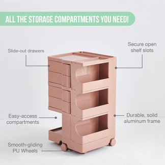 Compact Peach Utility Cart: Easy-Glide, Multi-Use Trolley with Wheels ...