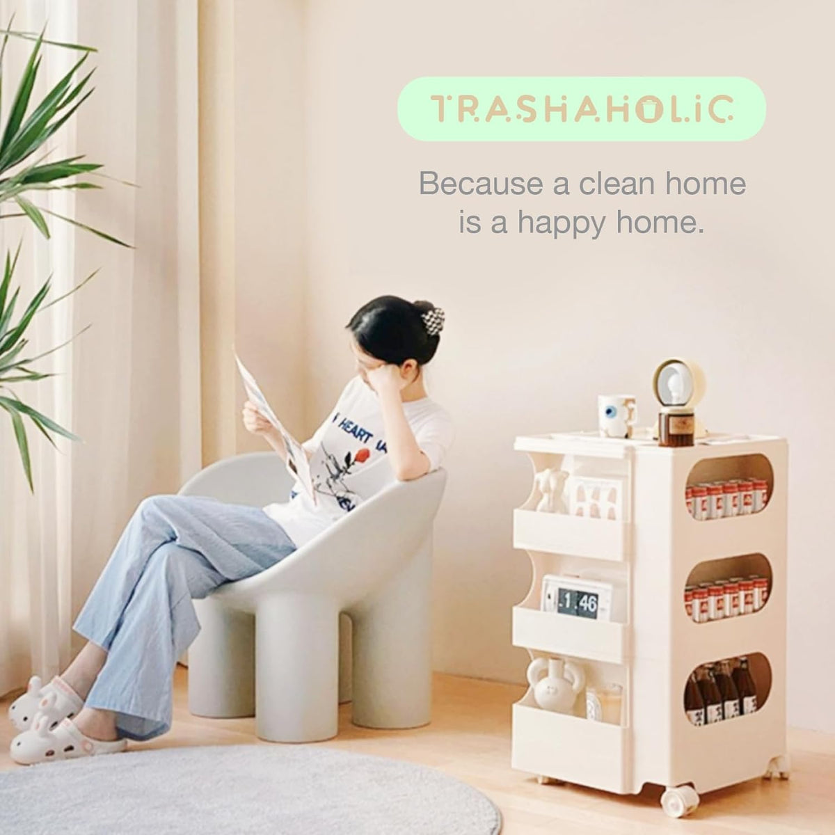 Multipurpose Utility Storage Cart - ABS Plastic Storage Caddy Wheels ...