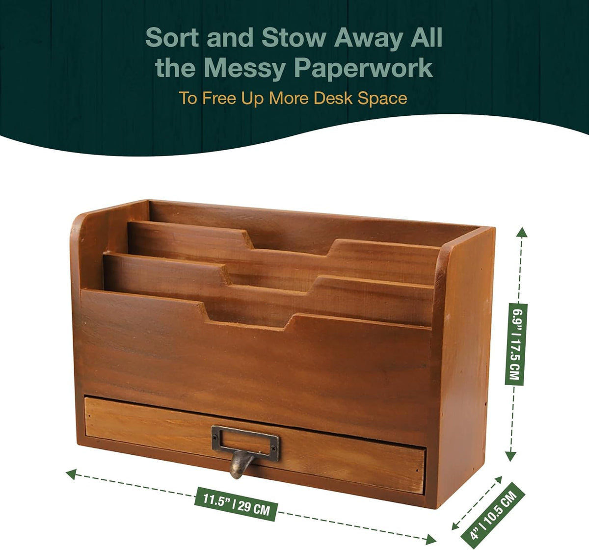 Wood Desktop File Organizer-Vertical Folder Sorter -3 Document – Primo ...