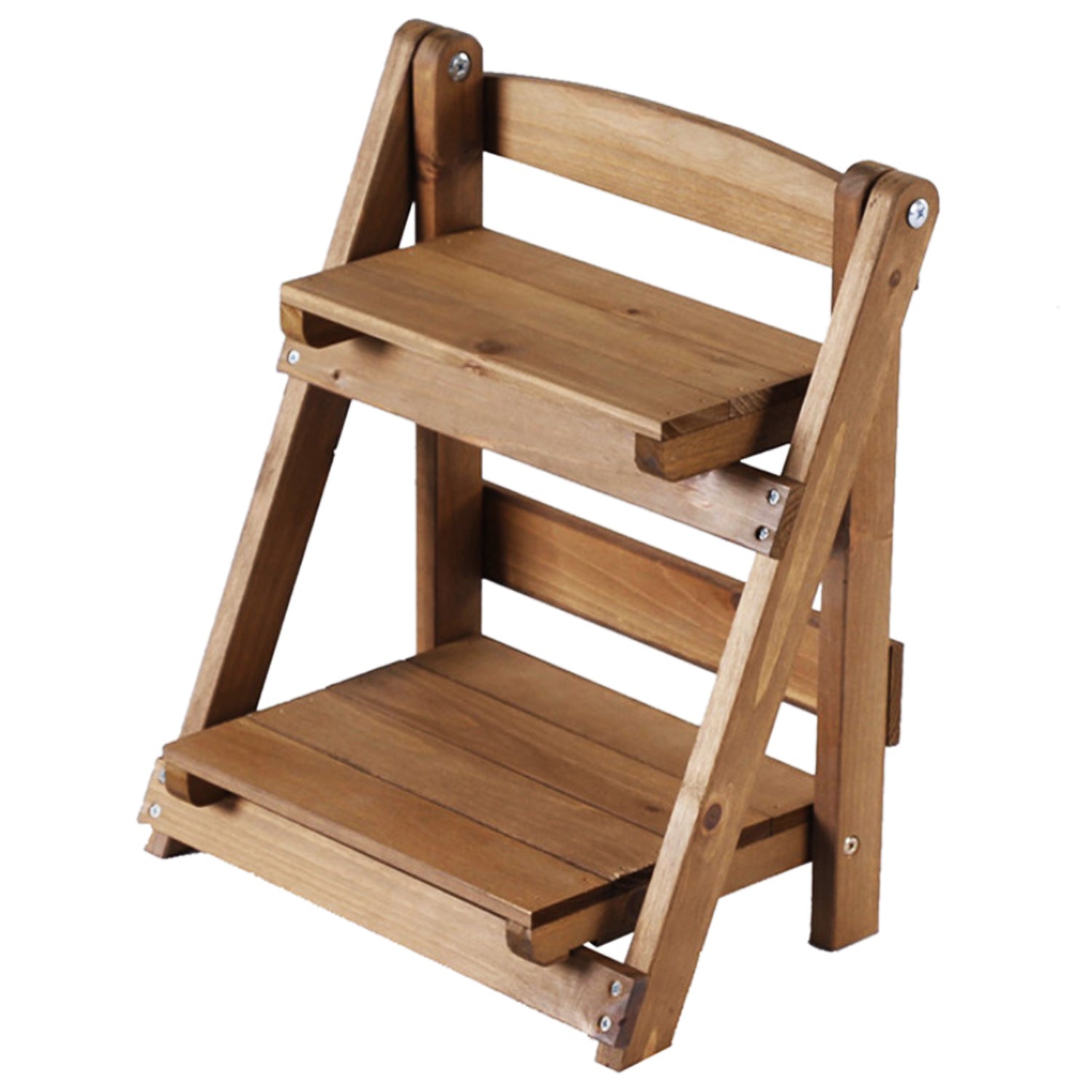 Table Cabinet Top Wooden Ladder Shelf | Vintage Step-Style 2-Tiered Pl ...