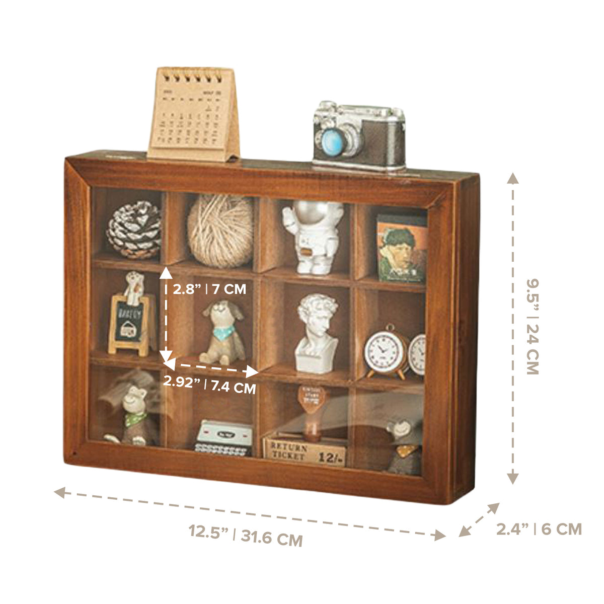 Clear Display Wood Cubby Cabinet | 12 Storage Cubbies Mini Display Woo ...