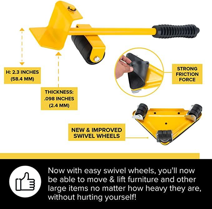 Yellow Heavy Appliance Furniture Mover | Multi-Directional Moving Roll ...